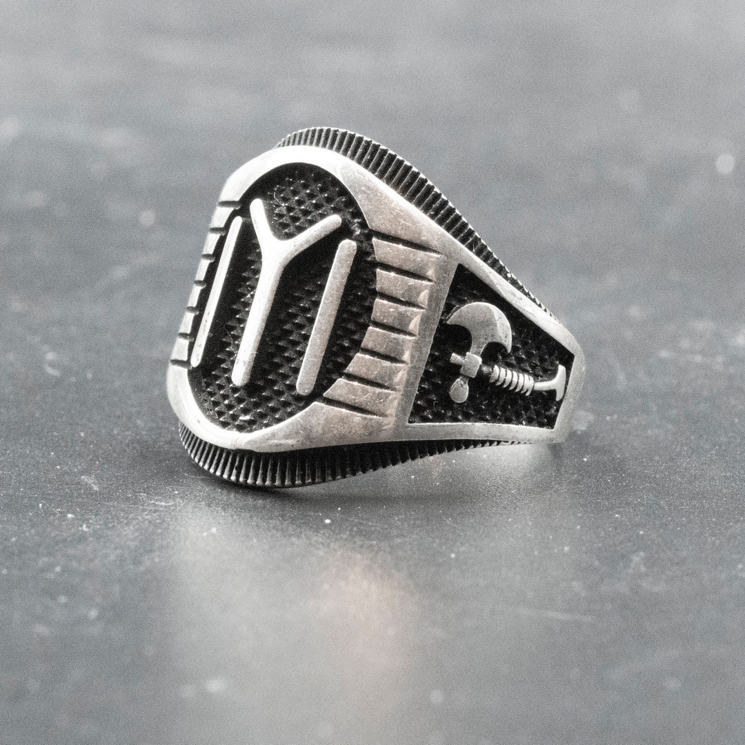 Vintage Sterling Silver Ottoman Men's Thumb Ring, IYI Symbol Kayi ...