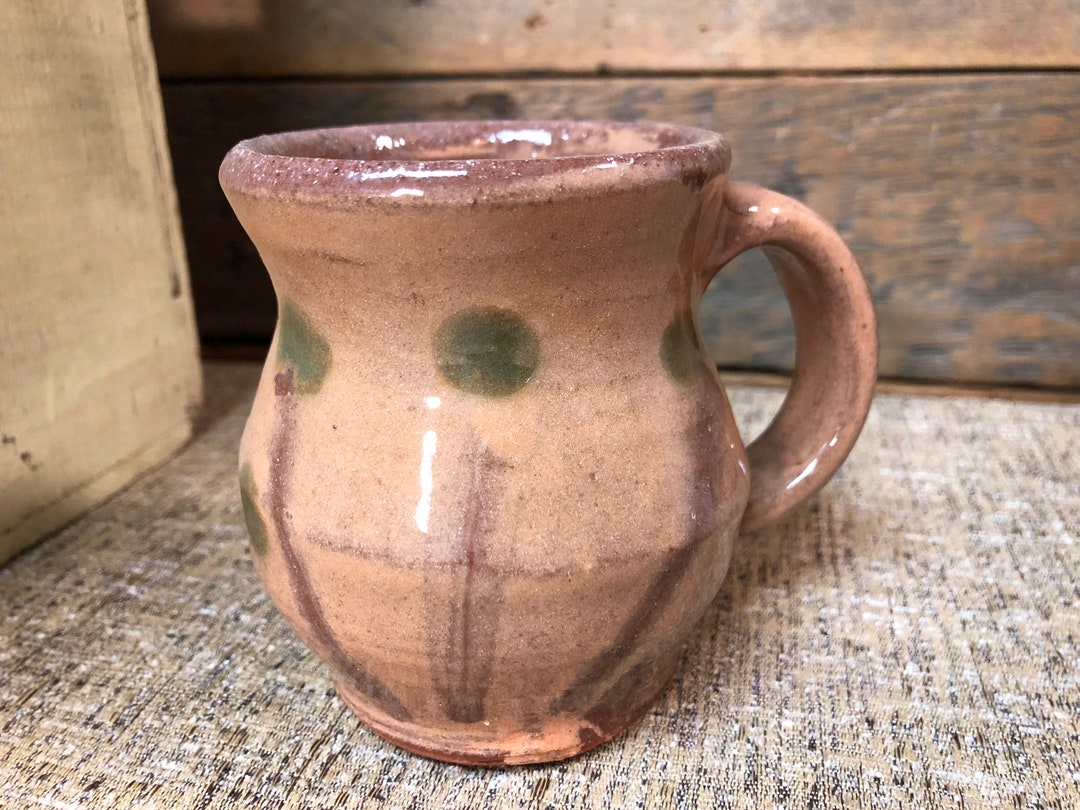 Handmade Pottery Mug Slipware, Redware With Wildflower Motif - Etsy
