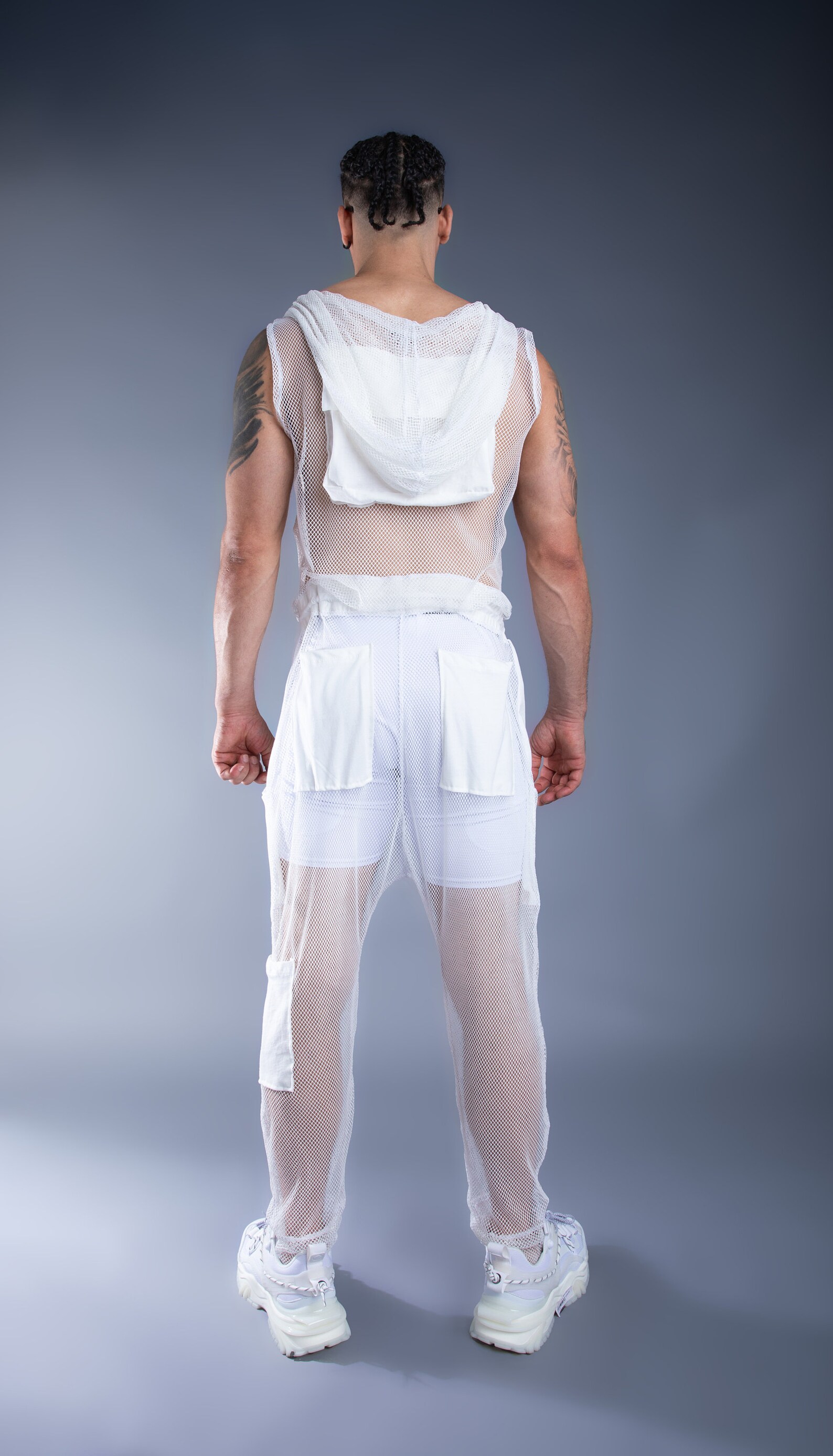 White FISHNET SET Mesh Jumpsuit Mens Womens Gender Fluid - Etsy