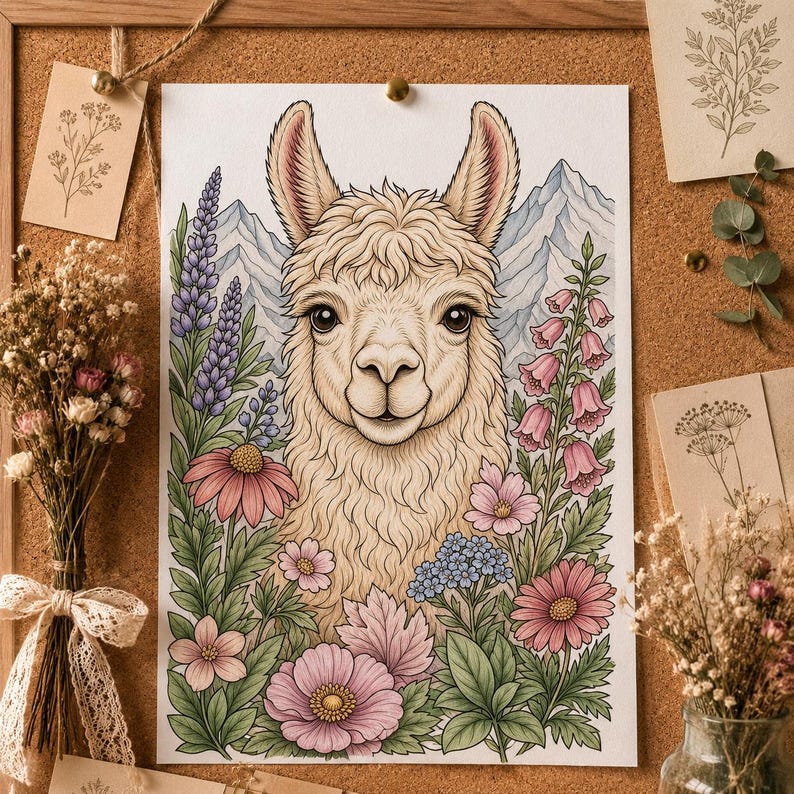 Floral Animal Coloring Book | 36 Botanical Wildlife Pages (digital ...