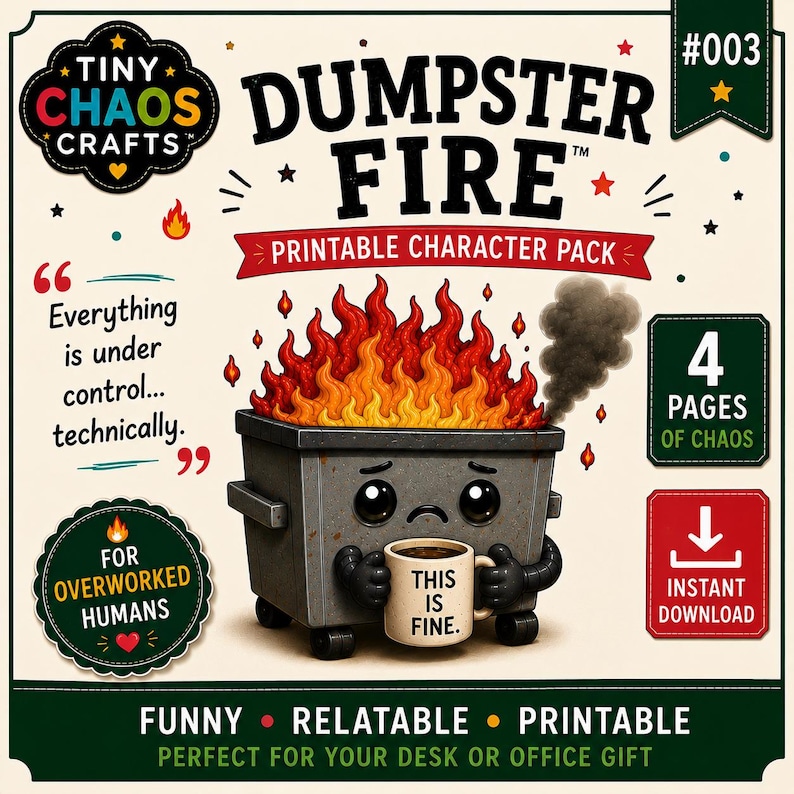 Dumpster Fire Award | Funny Coworker Office Humor (PDF Download) - Etsy