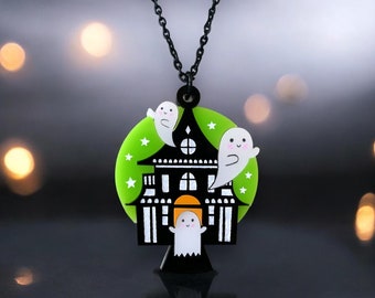 Haunted House Acrylic Necklace - Etsy