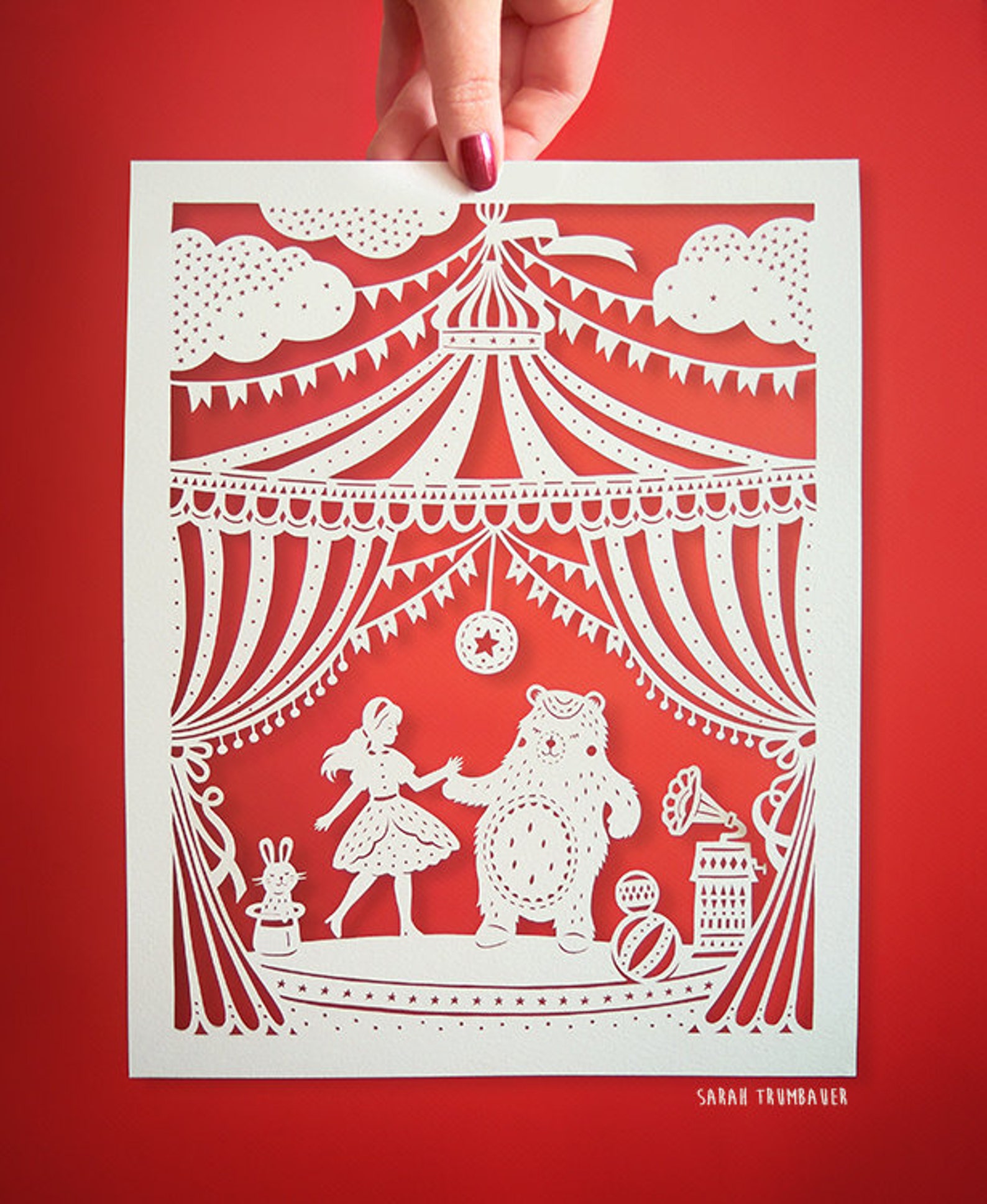Circus Party 5x7 Print Original Papercut Illustration Fine Art Print - Etsy