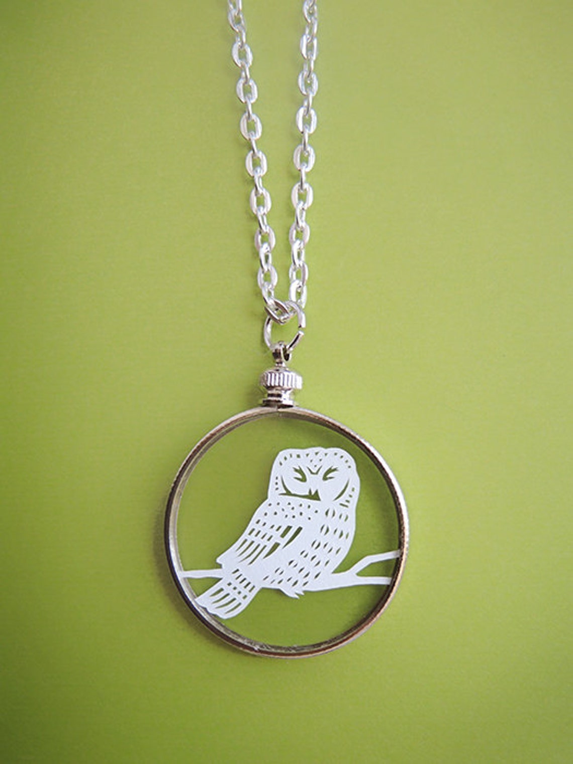 Papercut Owl Necklace Original Handcut Paper in Glass - Etsy