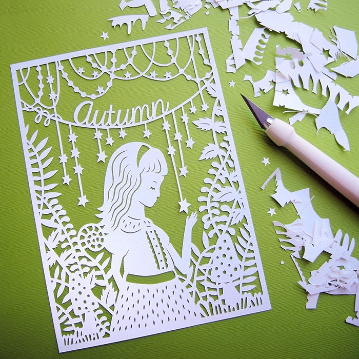 Personalized Papercut Girl in the Forest 5x7 Paper Cut - Etsy