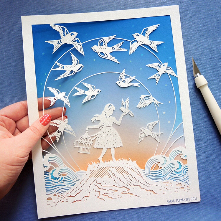 Dare to Fly - 5x7 Print - Original Papercut Illustration - Fine Art ...