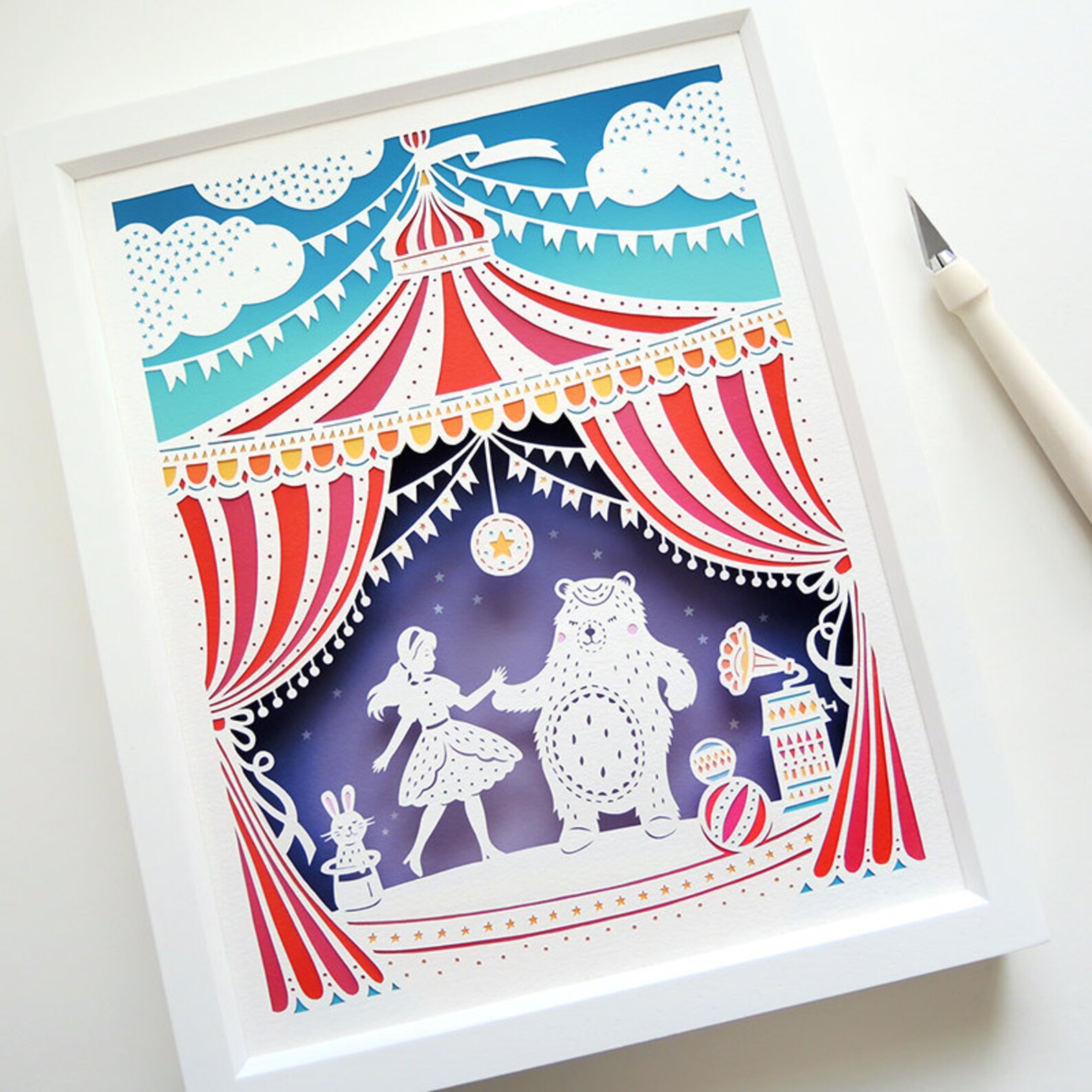 Circus Party 5x7 Print Original Papercut Illustration Fine Art Print - Etsy