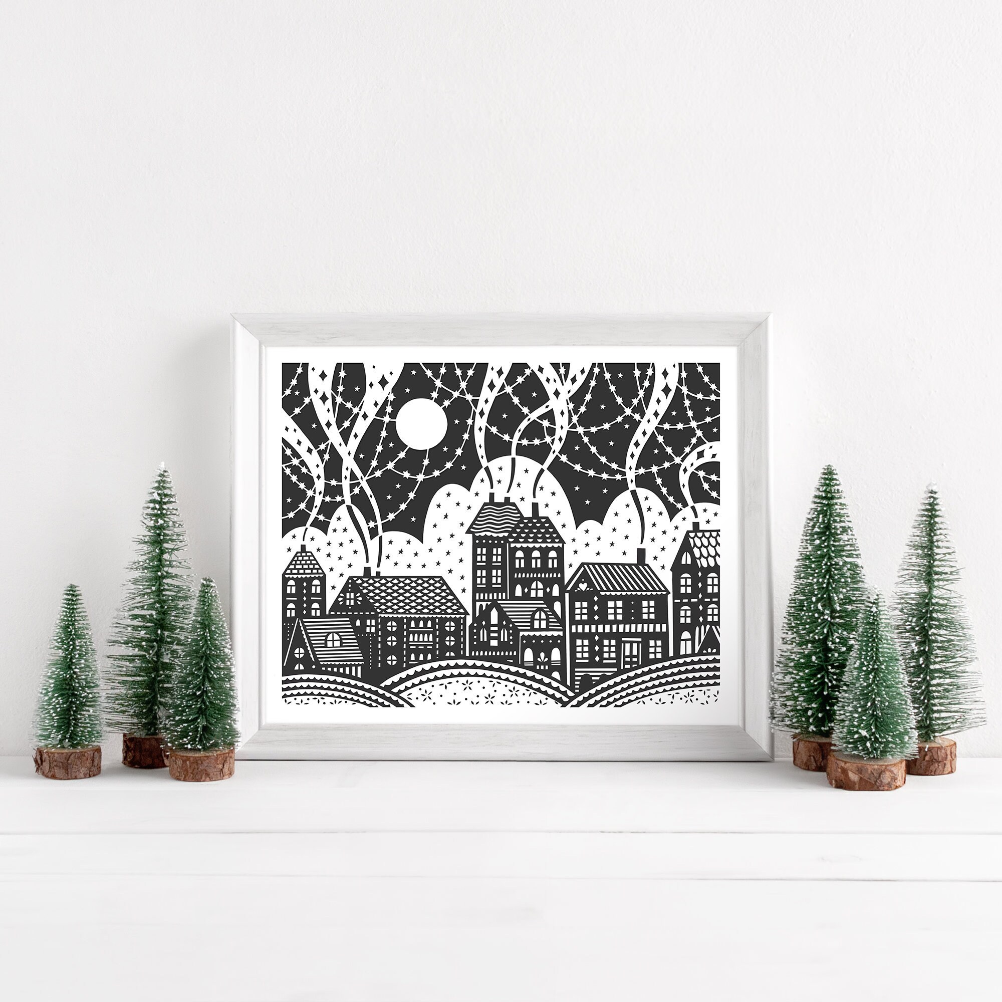 8x10 Print - Village - Original Papercut Illustration - Fine Art Print ...