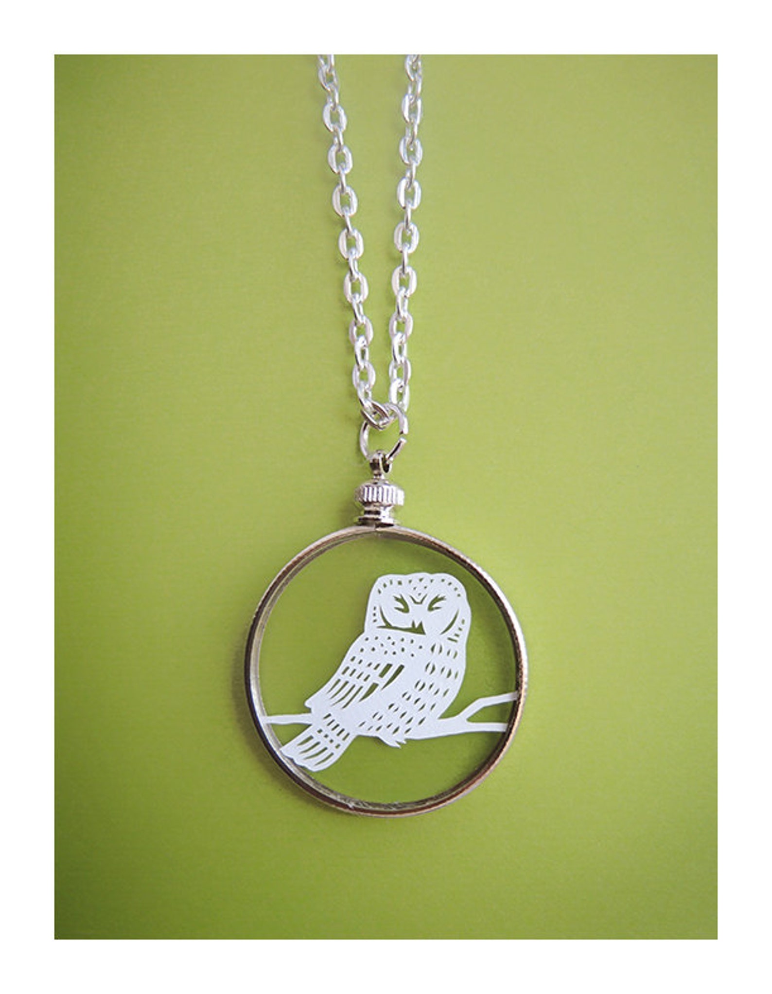 Papercut Owl Necklace Original Handcut Paper in Glass - Etsy