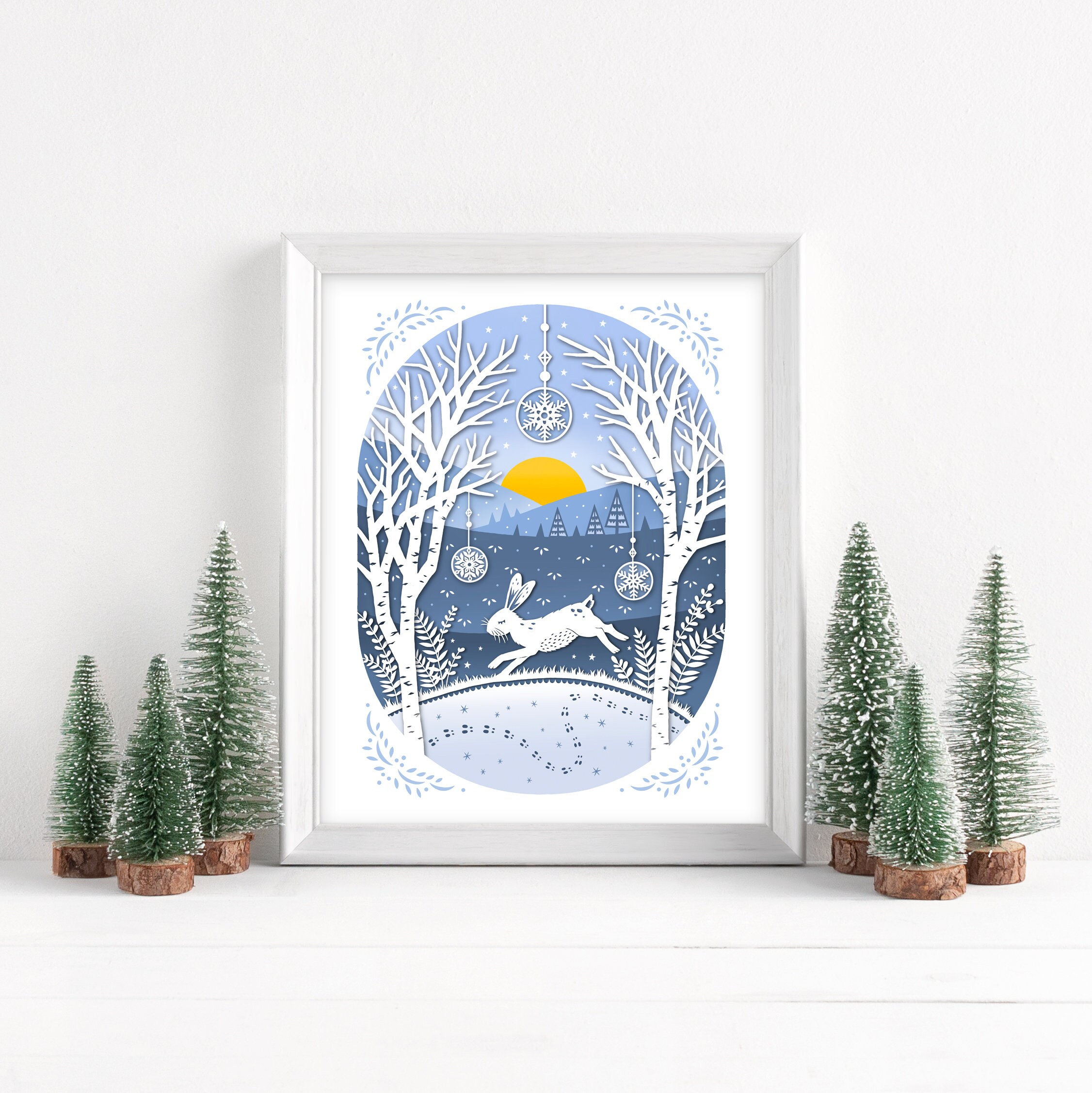 8x10 Print Leaping Rabbit Original Papercut Illustration | Etsy