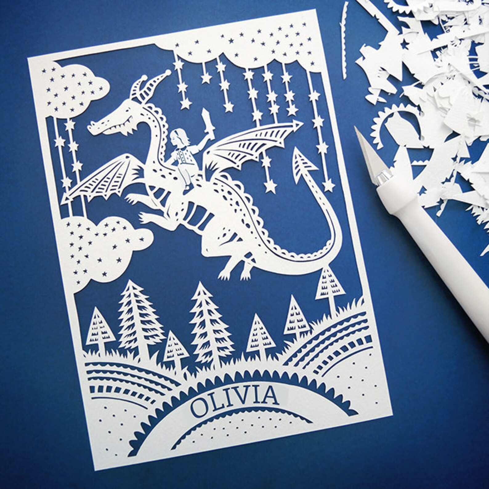 Personalized Papercut Dragon Adventure 5x7 Paper Cut - Etsy