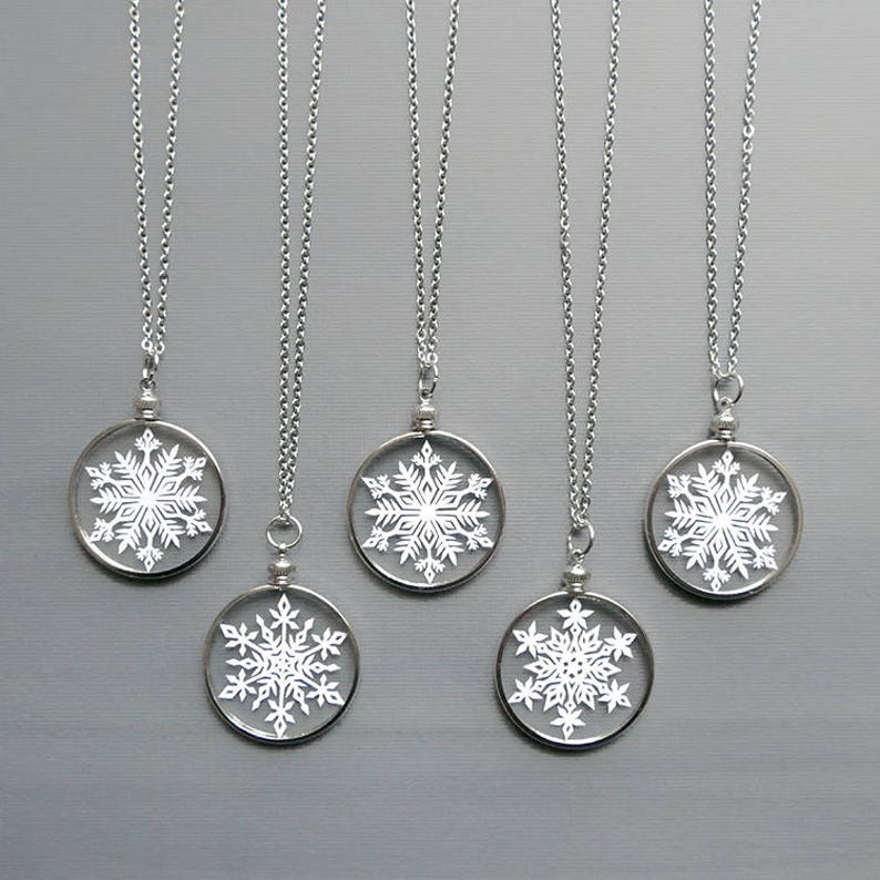 Snowflake Necklace Paper Cut Jewelry Handcut Paper in | Etsy