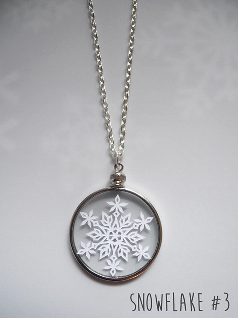 Snowflake Necklace Paper Cut Jewelry Handcut Paper in | Etsy