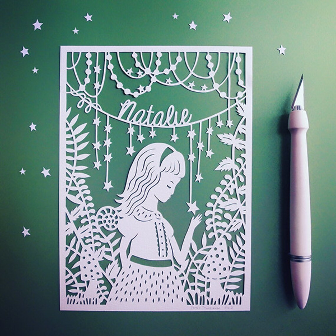 Personalized Papercut Girl in the Forest 5x7 Paper Cut - Etsy