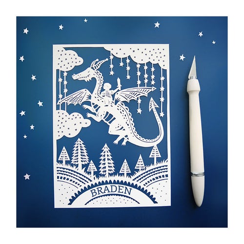 Personalized Papercut Dragon Adventure 5x7 Paper Cut | Etsy
