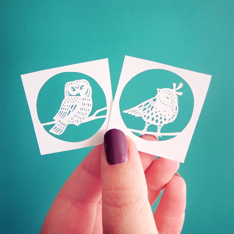 Papercut Owl Necklace Original Handcut Paper In Glass Etsy