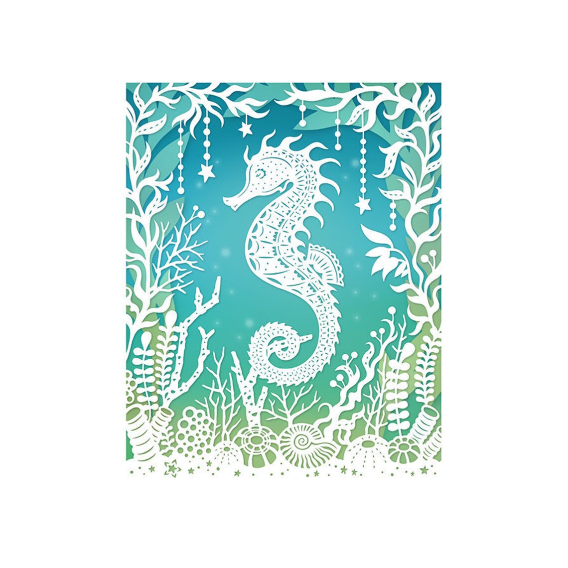 Seahorse - 8x10 Print of Original Papercut Illustration - Fine Art ...