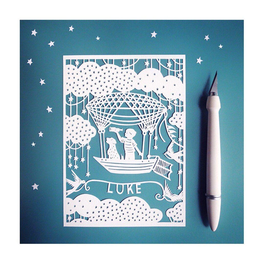 Personalized Papercut - Star Explorer 5x7" Paper Cut Illustration - Add ...