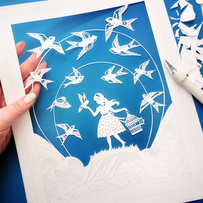 8x10 Print Dare to Fly Original Papercut Illustration | Etsy