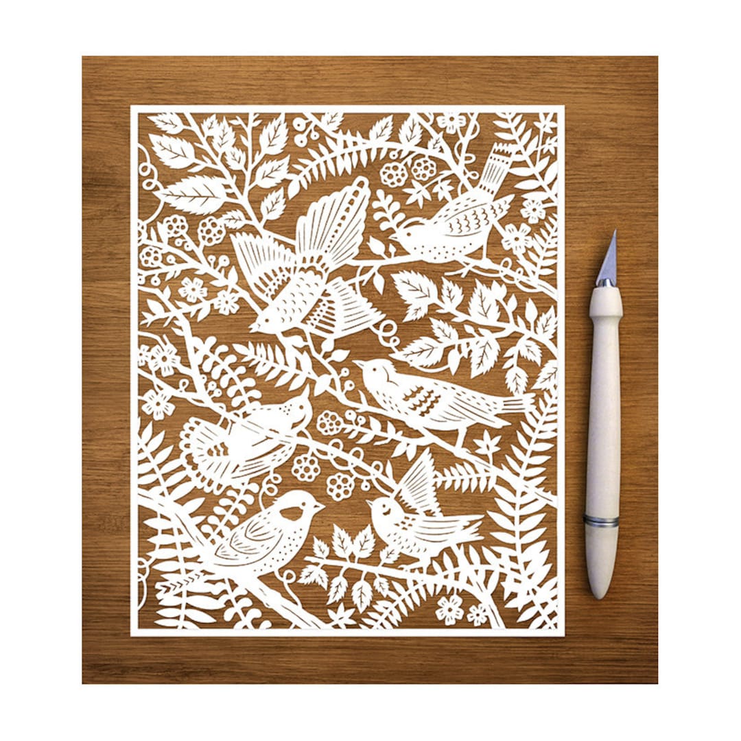 Original Papercut - Wild Birds - Handcut Paper Art - 8x10" - Etsy