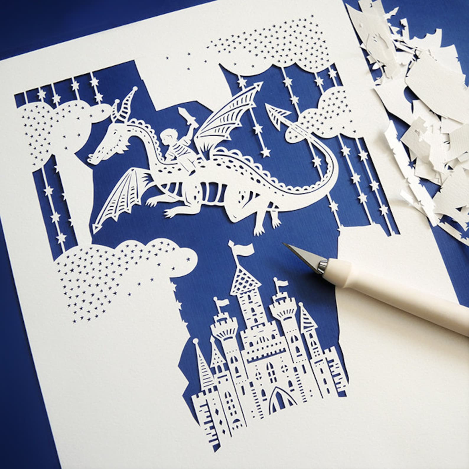 8x10 Print Dragon Adventure Original Papercut Illustration - Etsy