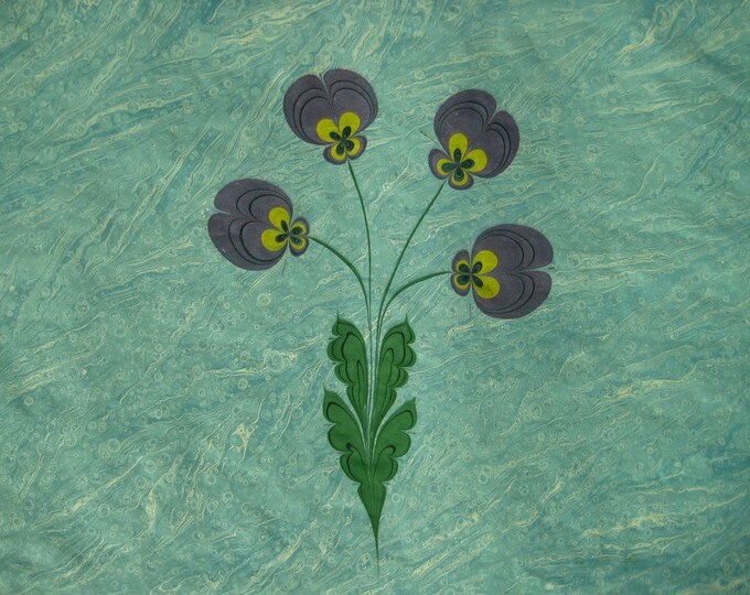 Turkish Marbled Paper Ebru Flower Violet / Menekse Purple - Etsy