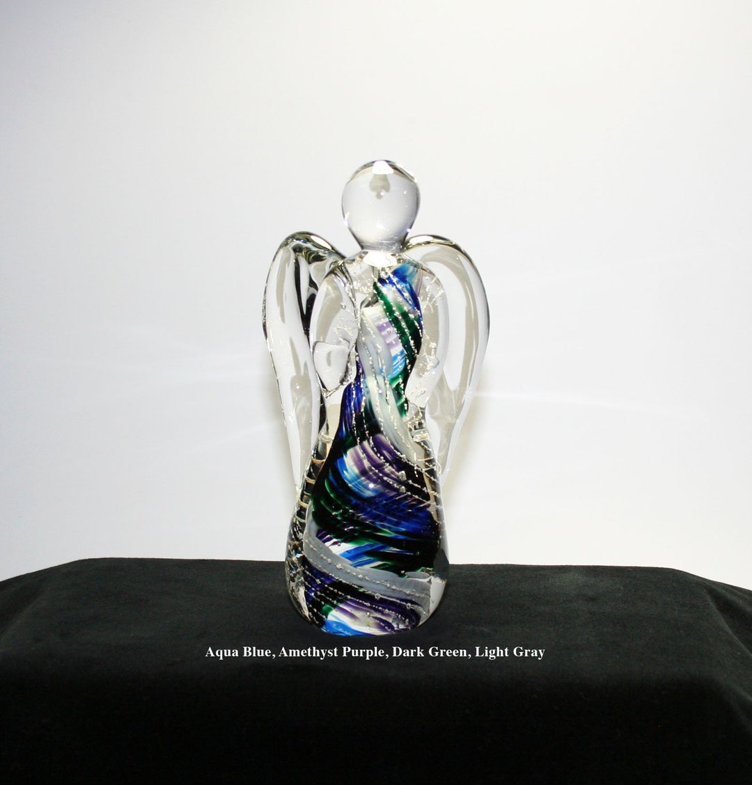 Memorial Glass Contemporary Angel Paperweight: Cremation Ashes Pet ...