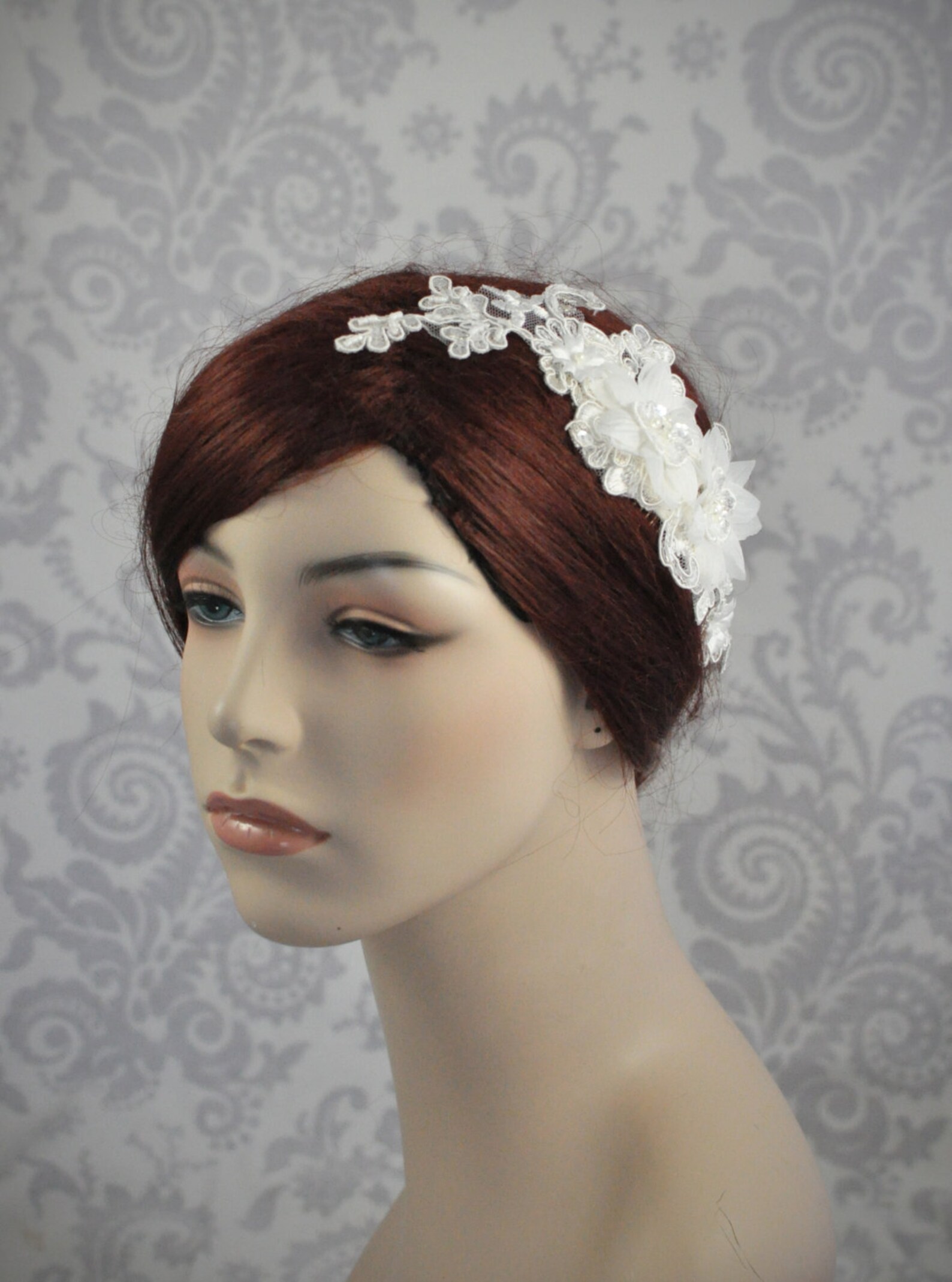 Lace Bridal Headpiece Bridal Hair Accessories Silk Flowers - Etsy