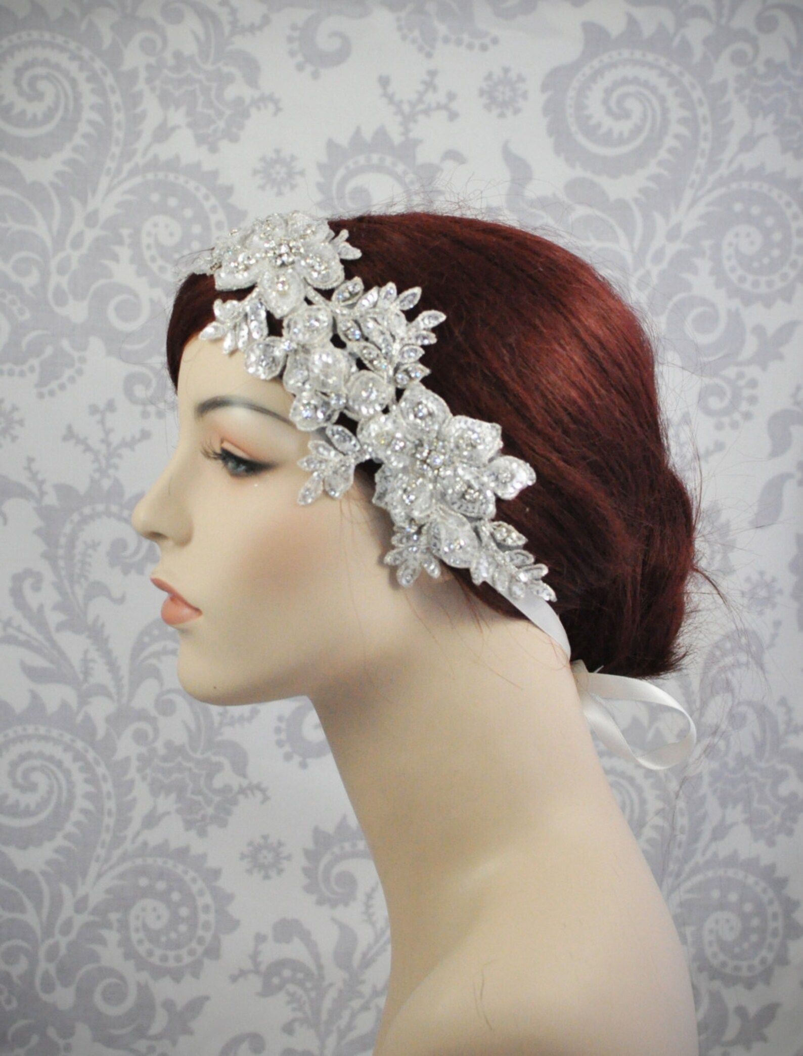 Bridal Headband With Crystals And Tiny Sequins Crystal Hair Etsy