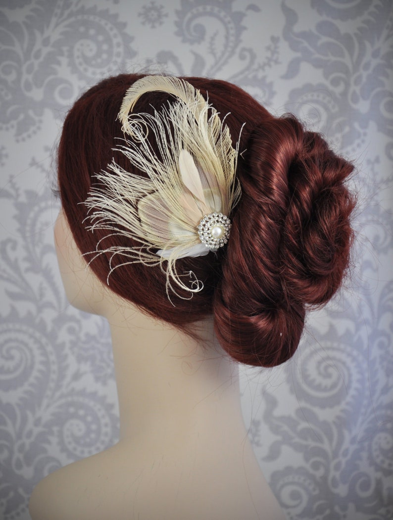 Ivory Peacock Feather Fascinator Ivory Bridal Hair Accessory - Etsy
