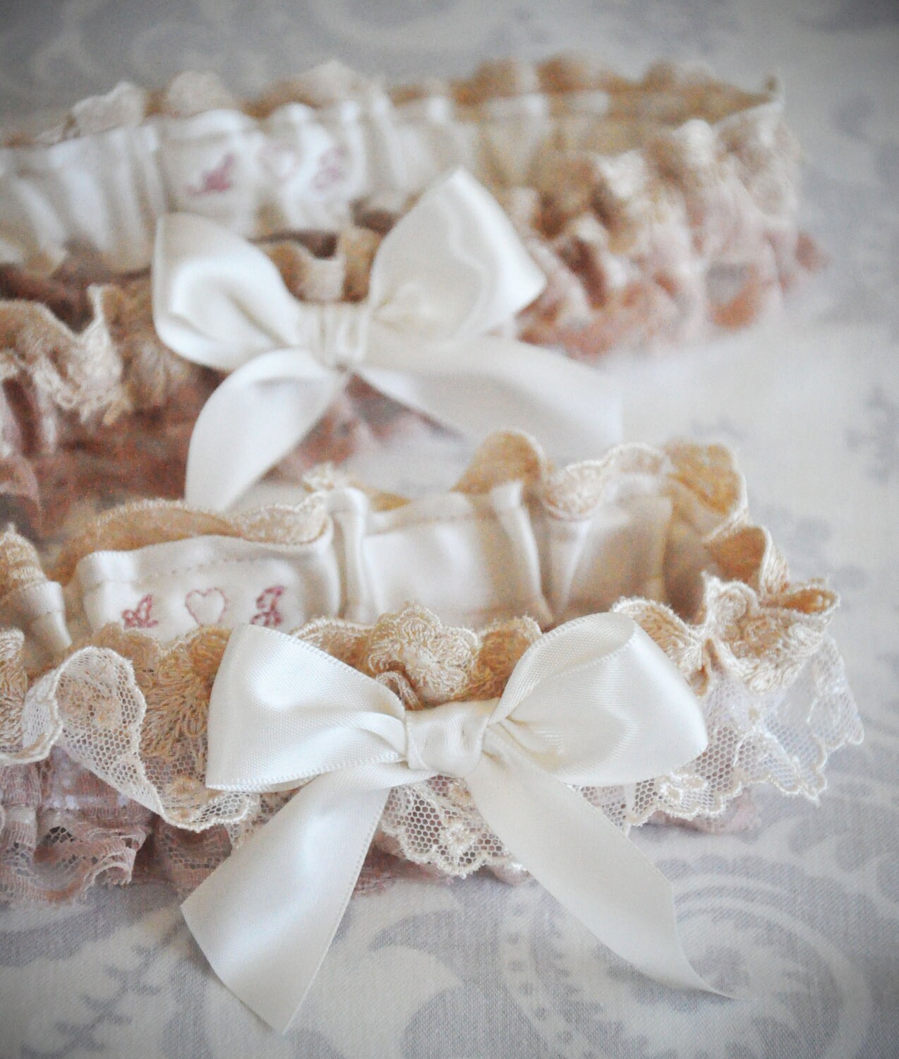 Ivory Garter Set Personalized Garter Set Blush Garter Ivory - Etsy