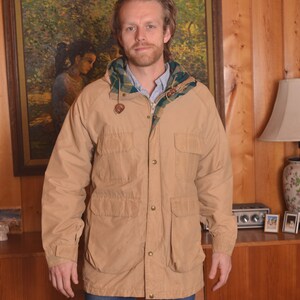 1980s Medium Mens Wool Blanket Lined Hooded Parka Winter Storm Tartan ...