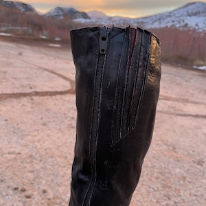 1970s Womens 7B Brazilian Leather Tall Platform Heel Boots Knee High ...