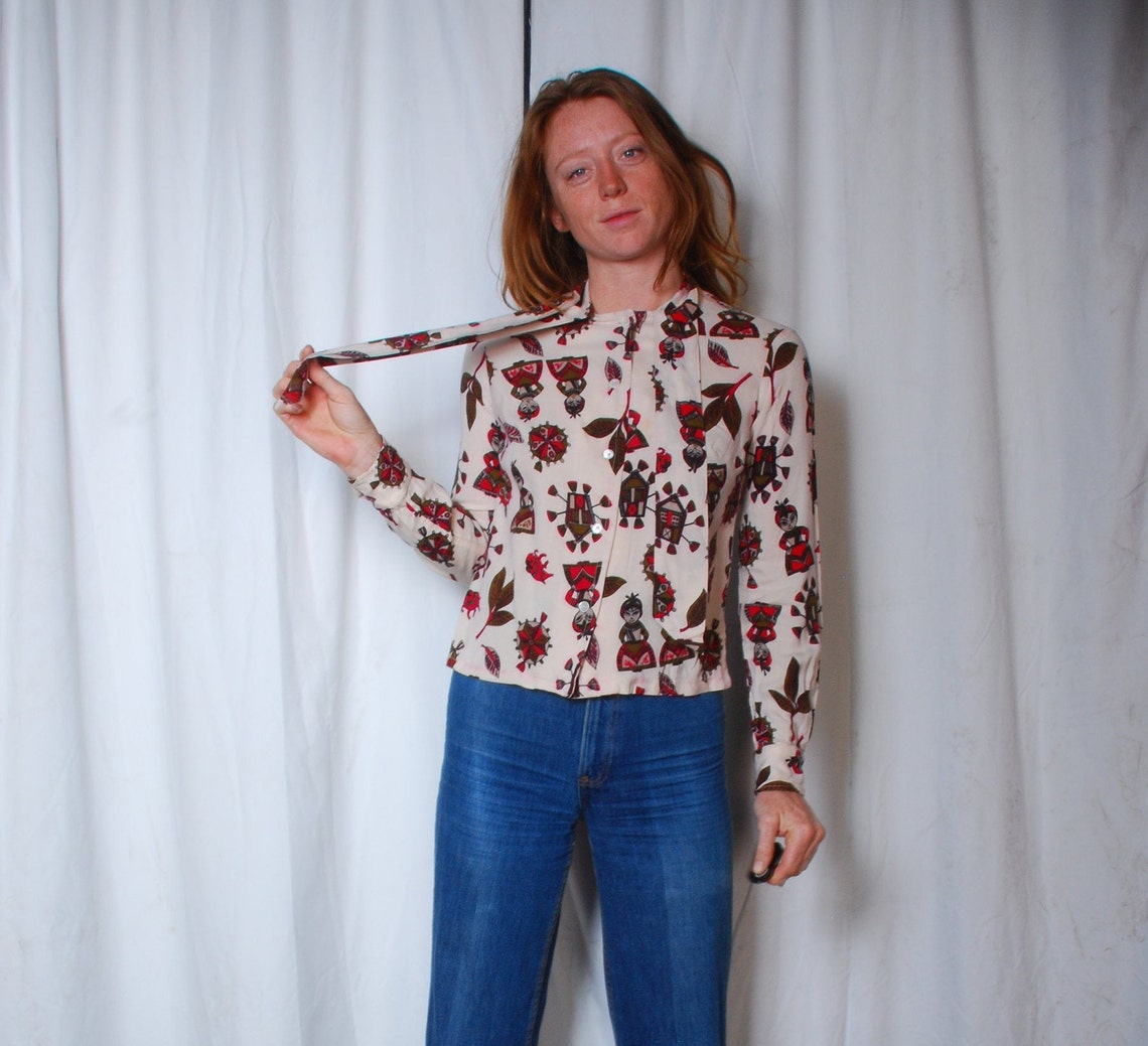 60s Small Florence Walsh Button Down Ethnic Dress Novelty - Etsy