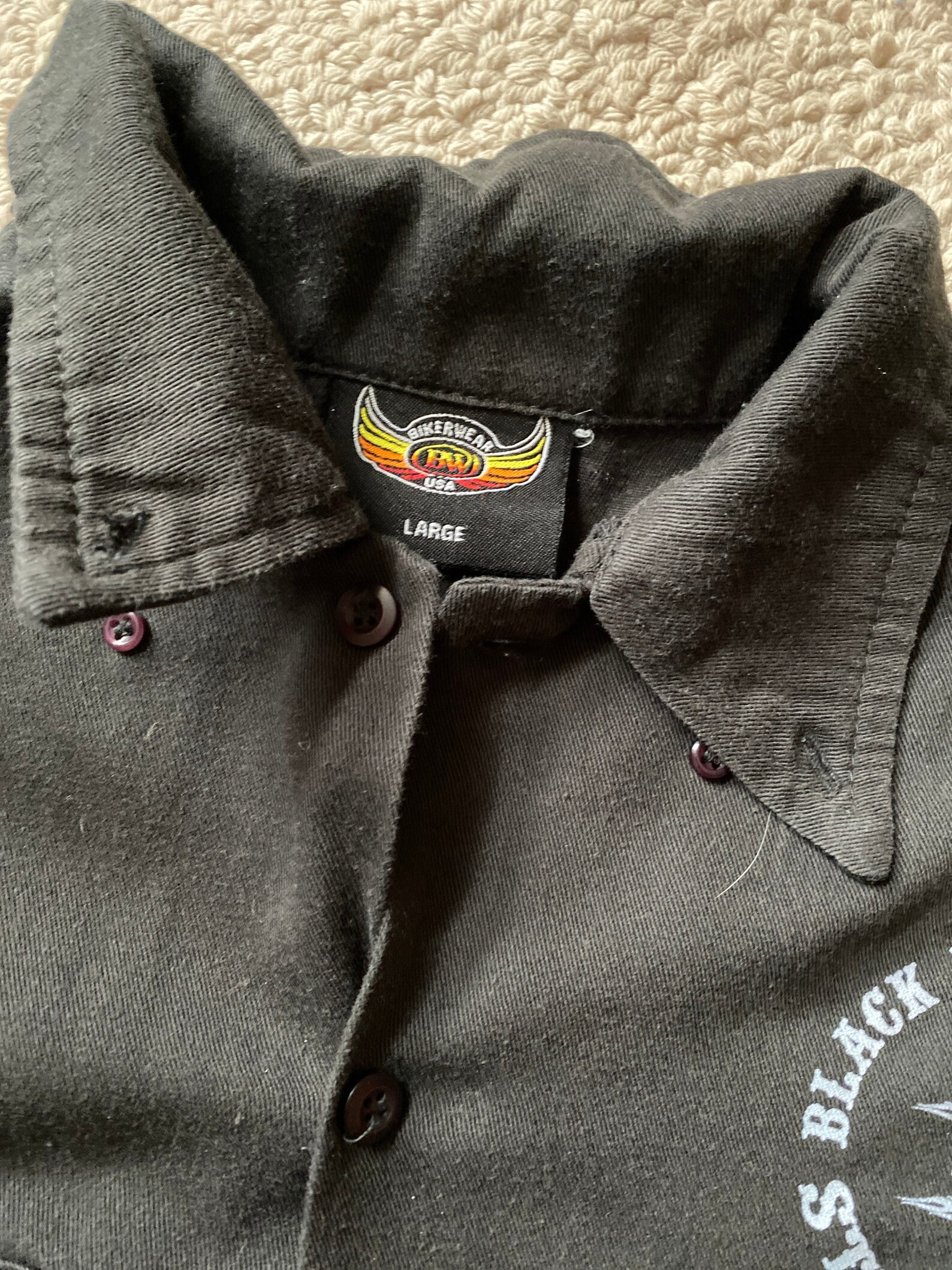 Vintage Large Sturgis Button Down Biker Work Shirt Gray Faded Pockets ...
