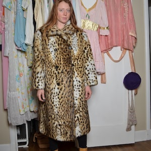 Vintage 70s Fake Leopard Fur Siberian Montreal Long Overcoat Spotted ...