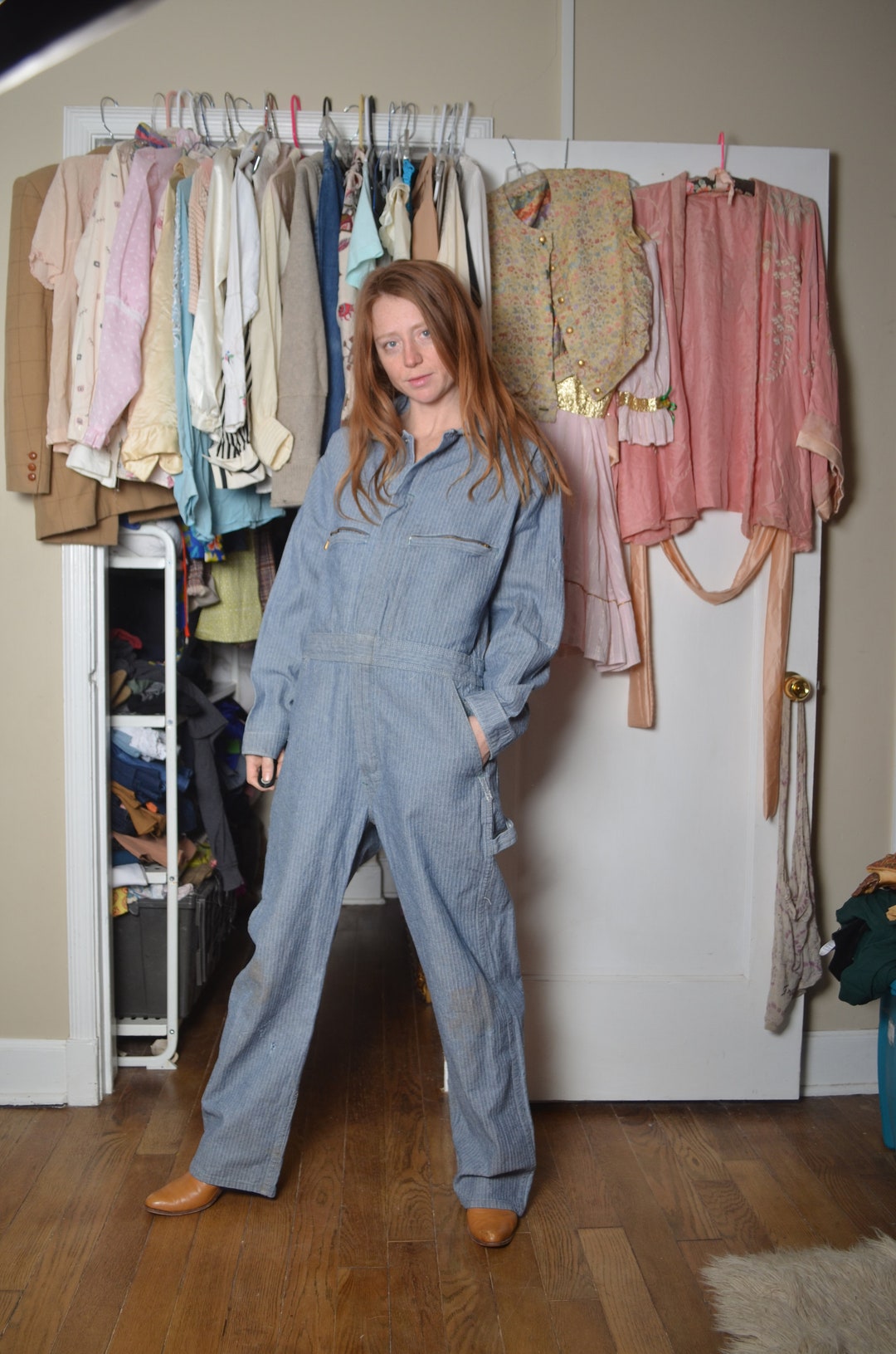 Vintage 38 Short Key Herringbone Blue Denim Coveralls 70s Unisex ...