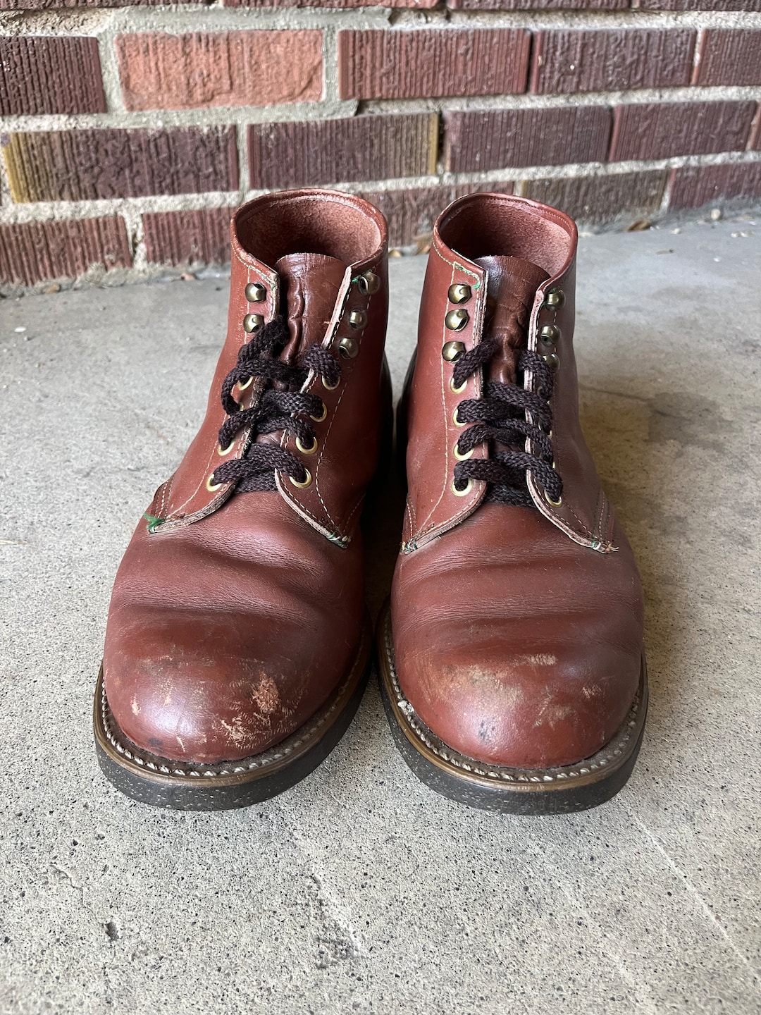 Vintage 1970s JC Pennys 11 Mens Brown Round Toe Ankle Boots Lace up ...