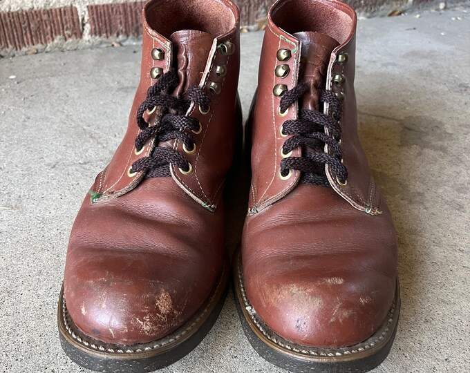 Vintage 1970s JC Pennys 11 Mens Brown Round Toe Ankle Boots Lace up ...