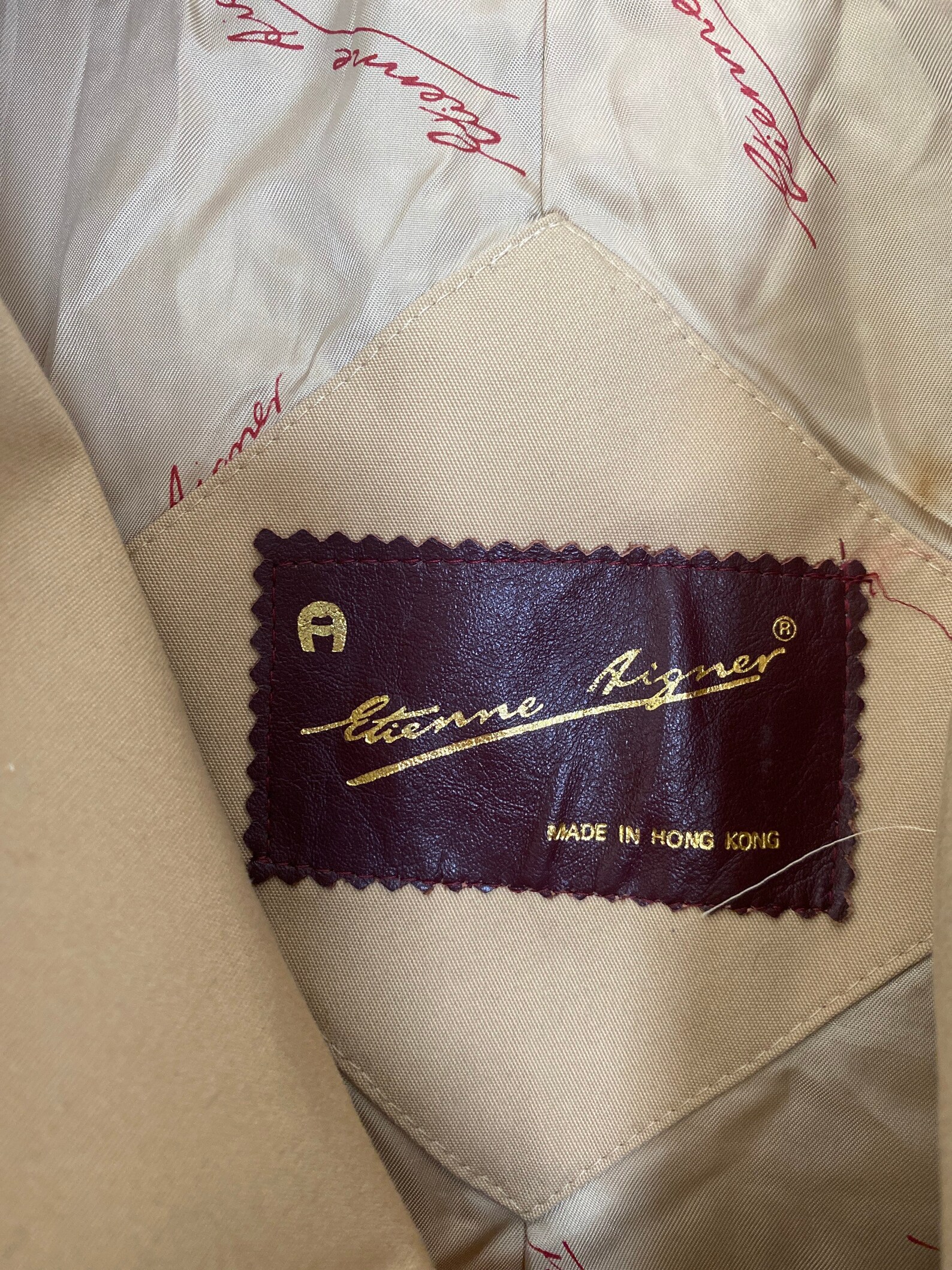 Vintage Etinne Aigner Trench Coat Sz 10 Hong Kong Beige Belted Buckles ...