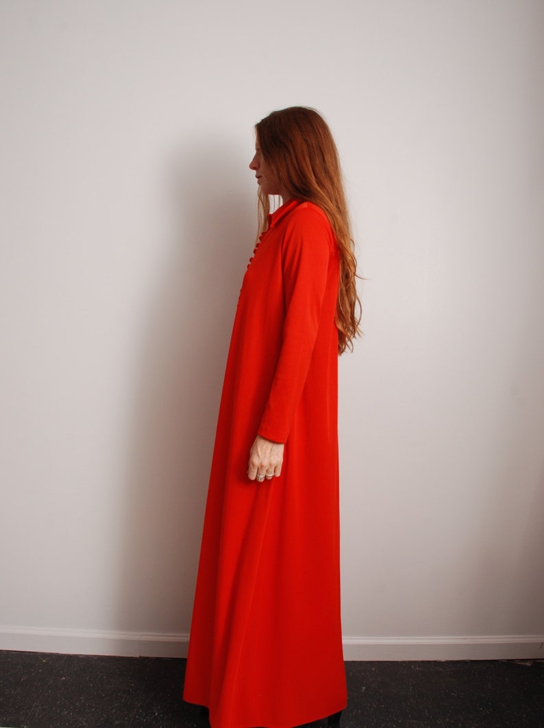 60s medium Normans Atlanta red long button up maxi holiday | Etsy