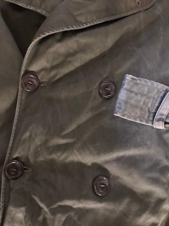 50s small mens heavy weight Korean War army trench co… - Gem