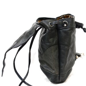 Black Leather Mini Purse With Drawstring - Etsy