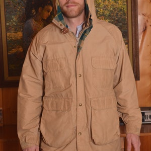 1980s Medium Mens Wool Blanket Lined Hooded Parka Winter Storm Tartan ...