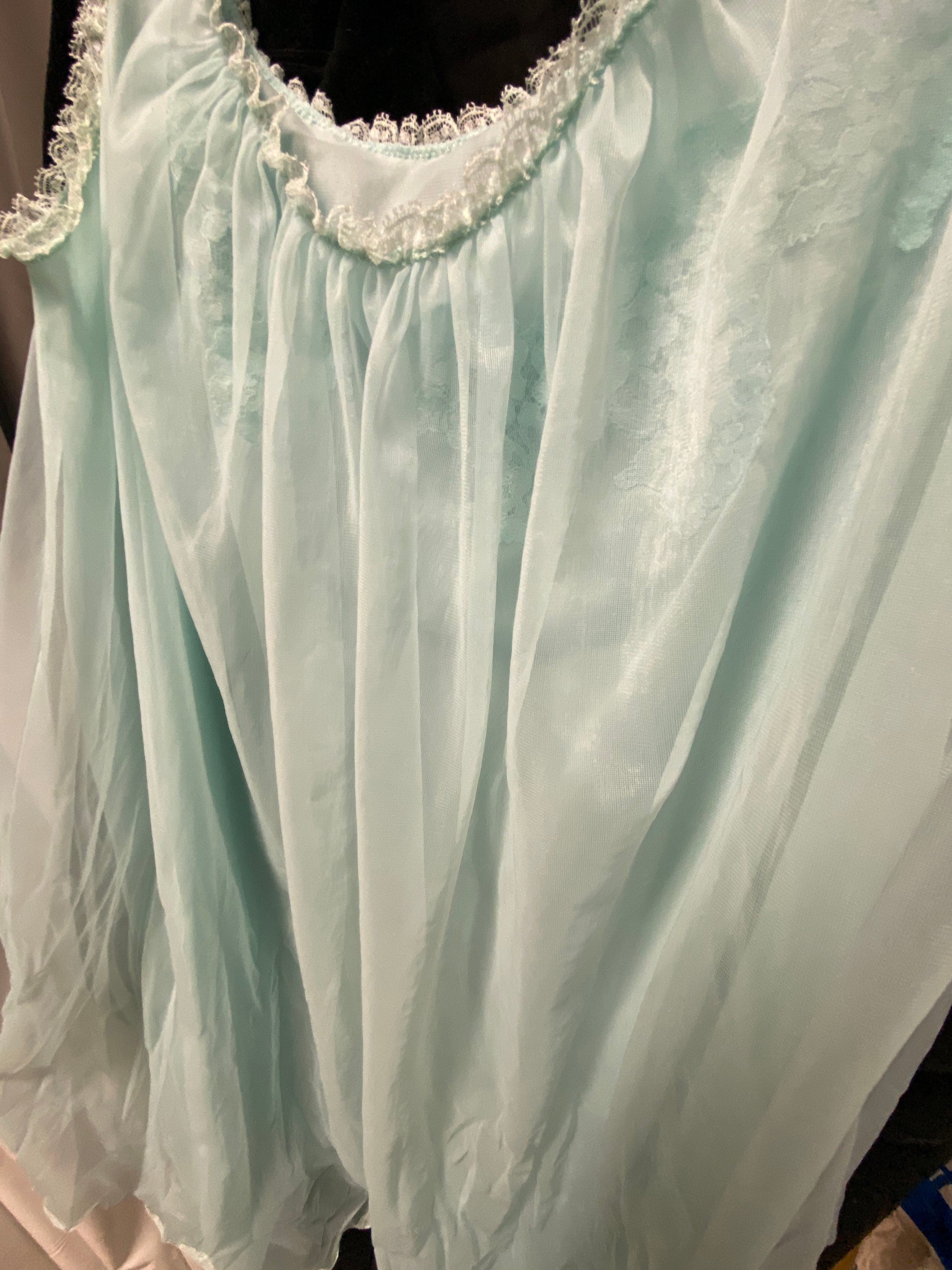 60s Medium Powder Blue Sheer Nightgown Mini Dress Cute Bedtime - Etsy