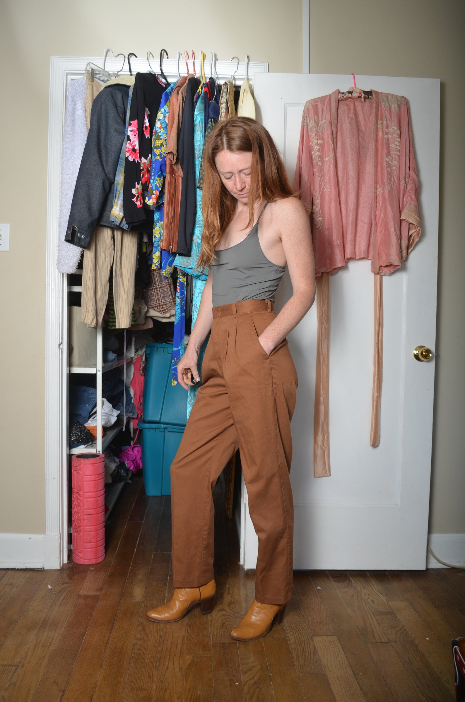 80s 27 In. Waist Bobbie Brooks Brown High Waisted Slacks Tapered Womens ...
