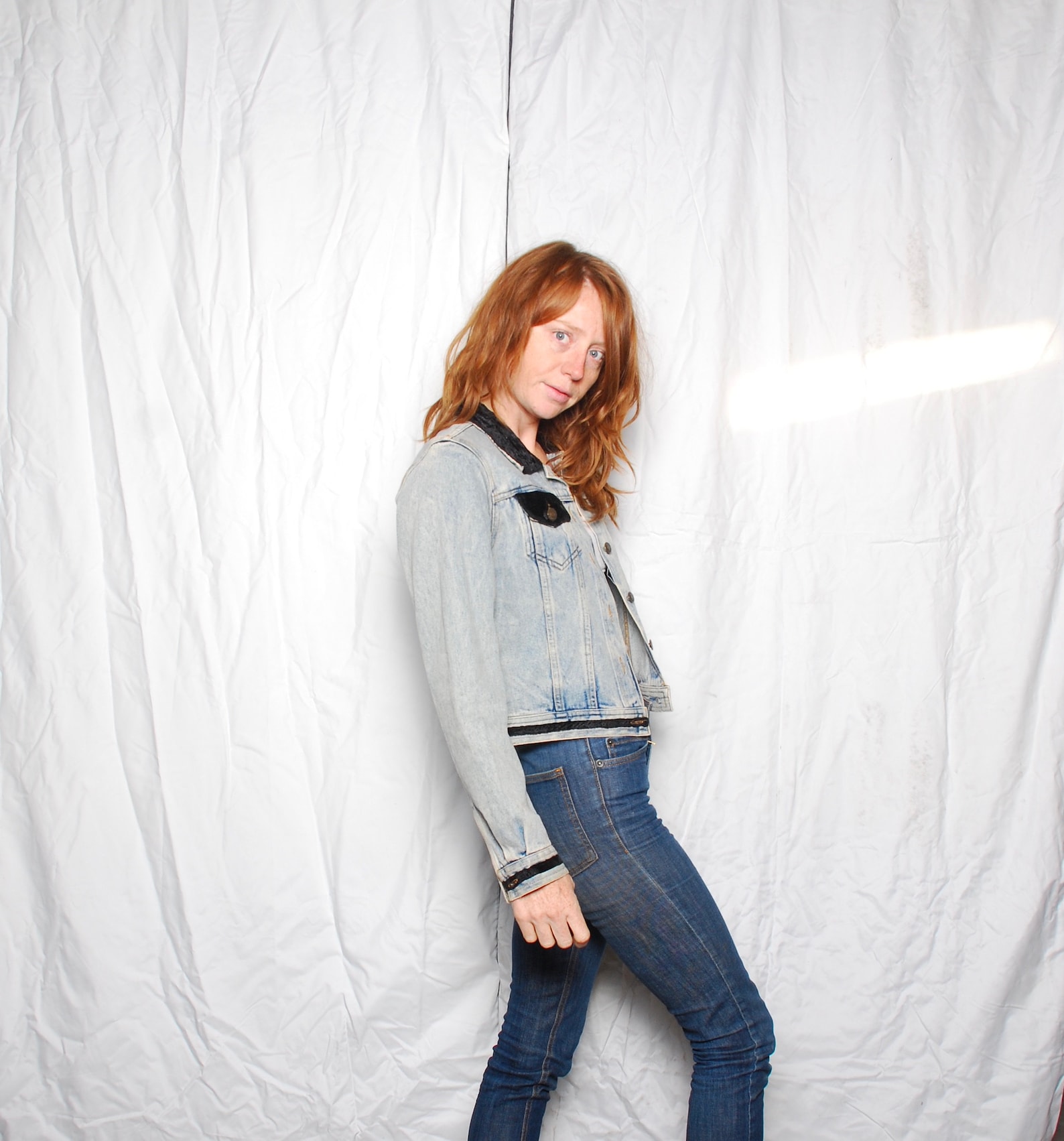 90s Small Denim Jacket Light Wash Black Velvet Jeanology - Etsy