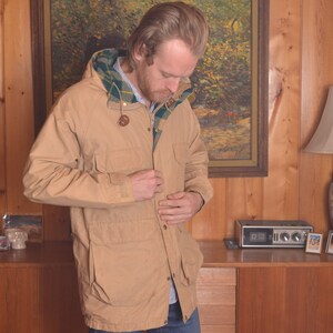 1980s Medium Mens Wool Blanket Lined Hooded Parka Winter Storm Tartan ...