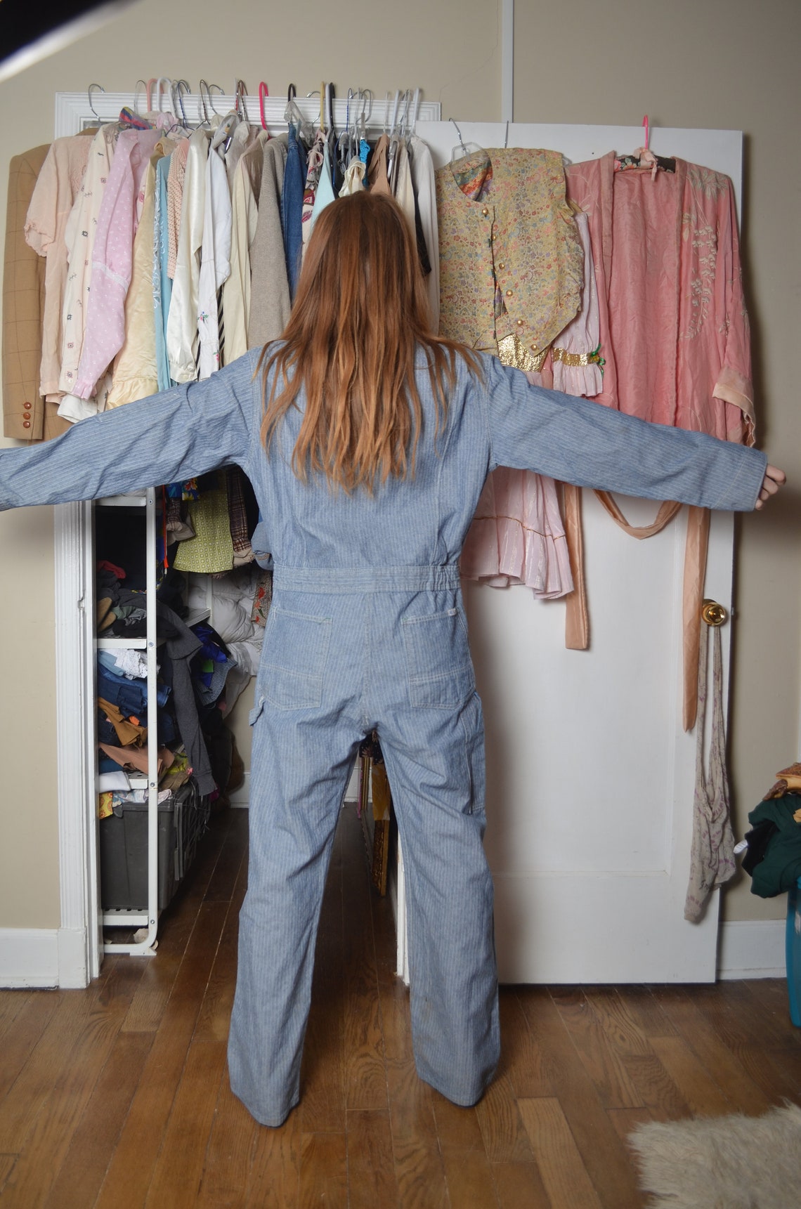 Vintage 38 Short Key Herringbone Blue Denim Coveralls 70s Unisex ...