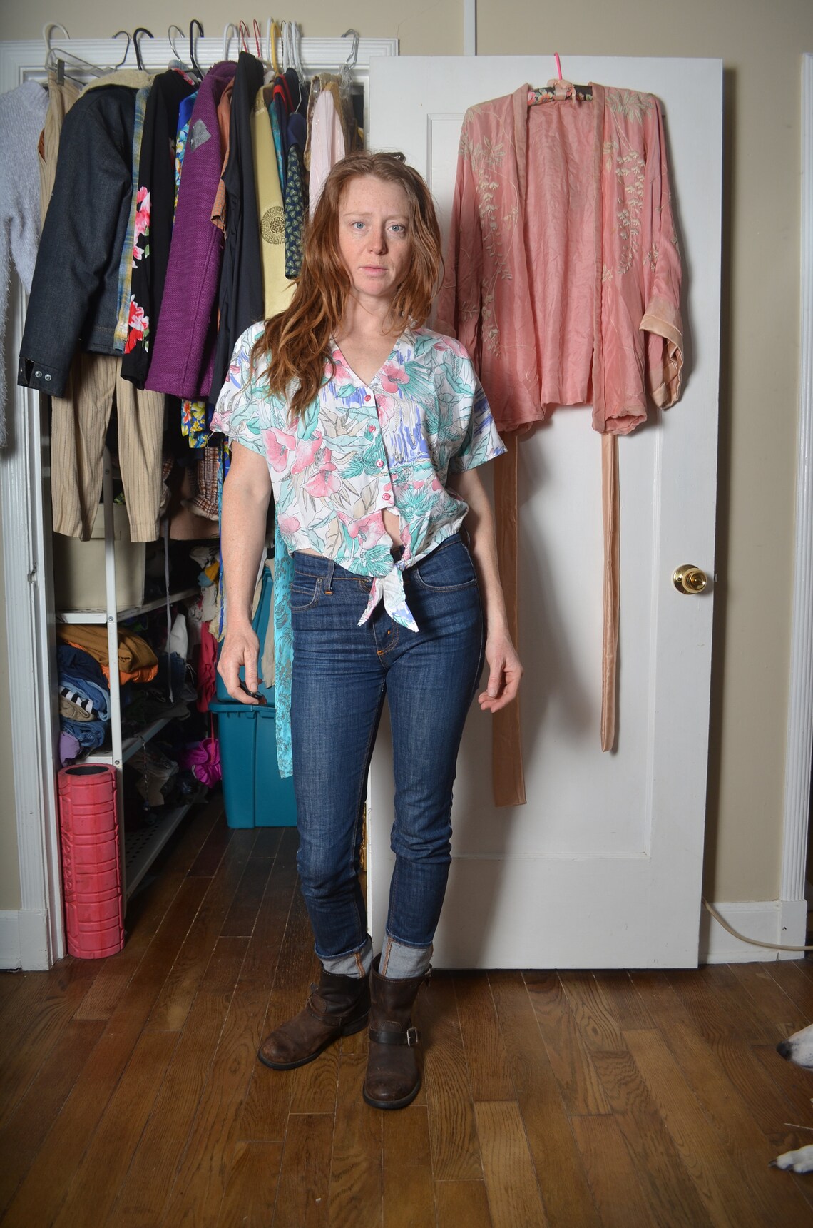 80s Large Crop Top Floral Abstract Beach Blouse Ties in Front Button ...